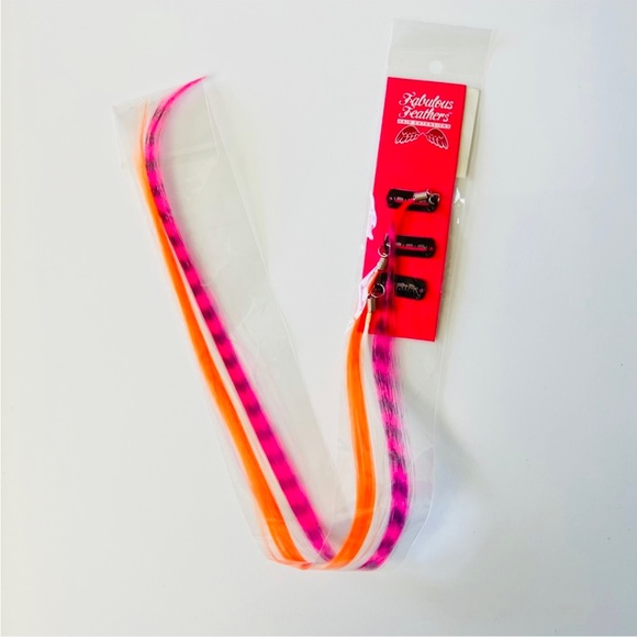 Dolls Kill | Hair | Nwt Neon Pink Orange Coon Feather Clip In Hair ...